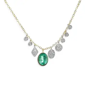 Meira T 14k Yellow Gold Emerald And Diamond Pendant Necklace - Green/gold