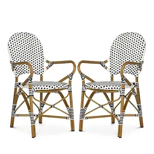 SAFAVIEH Hooper Indoor-outdoor Stacking Arm Chair, Set Of Two - Black/white/light Brown