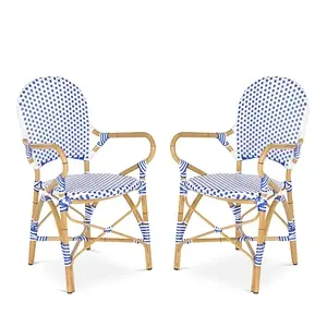 SAFAVIEH Hooper Indoor-outdoor Stacking Arm Chair, Set Of Two - Blue/white/light Brown