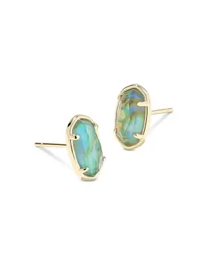 Kendra Scott Grayson Stone Stud Earrings - Green/gold