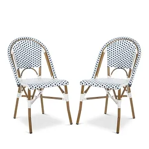 SAFAVIEH Salcha Indoor-outdoor French Bistro Side Chair, Set Of Two - Blue/white/light Brown