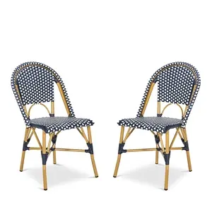 SAFAVIEH Salcha Indoor-outdoor French Bistro Side Chair, Set Of Two - Navy/white/light Brown