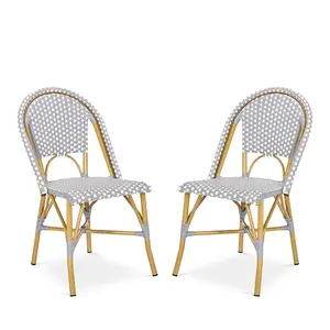 SAFAVIEH Salcha Indoor-outdoor French Bistro Side Chair, Set Of Two - White/gray/light Brown
