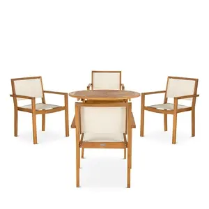 SAFAVIEH Chante Round Table 5-piece Indoor/outdoor Dining Set - Natural