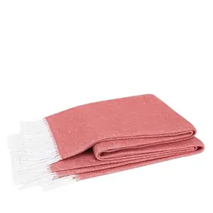 MATOUK Pezzo Fringe Throw Blanket - Deep Coral
