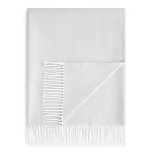 MATOUK Pezzo Fringe Throw Blanket Silver