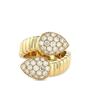 ALBERTO MILANI 18k Yellow Diamond Tubogas Bypass Ring - Gold