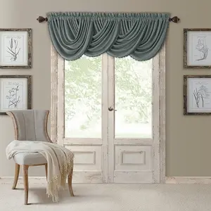 ELRENE HOME FASHIONS All Seasons Blackout Waterfall Valance, 52 X 36 - Dusty Blue