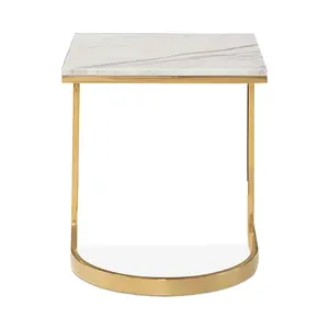 BERNHARDT Blanchard End Table - Jazz White/polished Brass