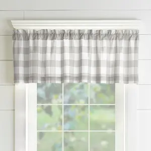 ELRENE HOME FASHIONS Farmhouse Living Buffalo Check Window Valance, 15 X 60 - Gray/white