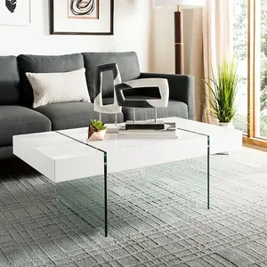 SAFAVIEH Jacob Rectangular Glass Leg Modern Coffee Table - White