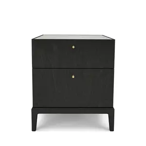 HUPPE Hemrik 2-drawer Nightstand - Blackened Birch/ Ceramic