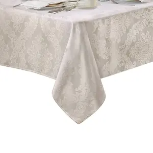 ELRENE HOME FASHIONS Barcelona Jacquard Damask Oblong Tablecloth, 144 X 60 - White