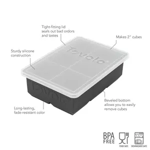 TOVOLO King Cube Ice Tray With Lid - Charcoal