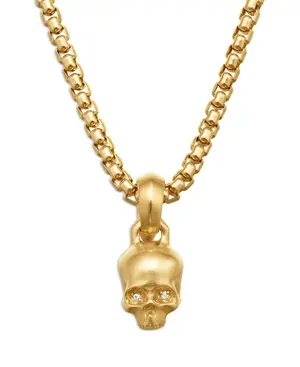 David Yurman 18k Yellow Skull Charm With Diamonds