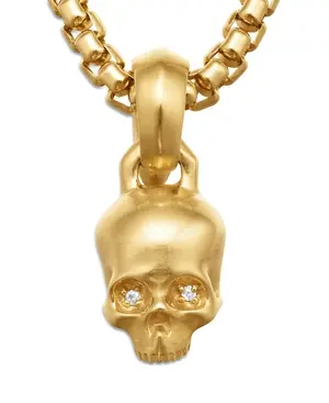 David Yurman 18k Yellow Skull Charm With Diamonds