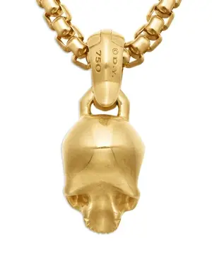 David Yurman 18k Yellow Skull Charm With Diamonds