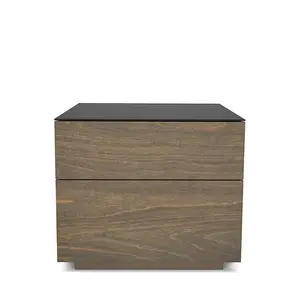 HUPPE Alma 2-drawer Nightstand - Raw Birch/ Cream Acid Etched Glass