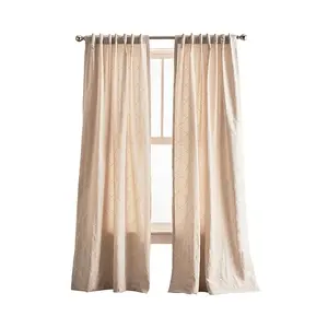 PERI HOME Mallorca Embroidery 95 X 42 Back Tab Window Panel, Pair - Linen