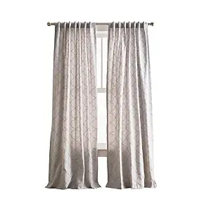 PERI HOME Mallorca Embroidery 95 X 42 Back Tab Window Panel, Pair Silver