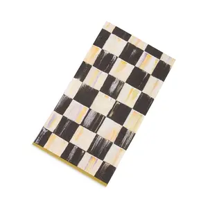 MACKENZIE-CHILDS Courtly Check Guest Paper Napkins, Pack Of 15 - Black/white