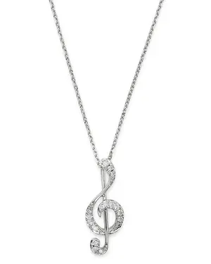 Bloomingdale'S Diamond Music Note Pendant Necklace - White