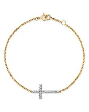 Bloomingdale'S Diamond Cross Bracelet - White/gold