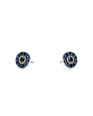 Bloomingdale'S Diamond And Sapphire Evil Eye Stud Earrings