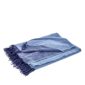 MATOUK Paley Oversized Mongolian Cashmere Throw - Navy/chambray