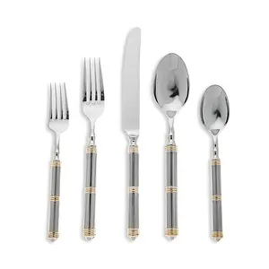 RICCI ARGENTIERI Castello Gold 5 Piece Flatware Set - Silver/gold