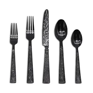 RICCI ARGENTIERI Parisian Garden 20 Pc Flatware Set - Black