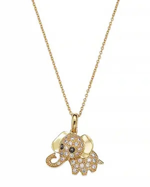 Bloomingdale'S Diamond Elephant Pendant Necklace - Multi/gold