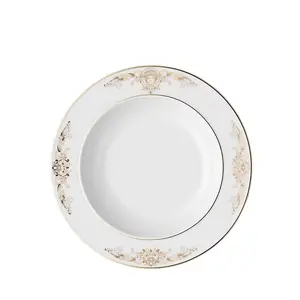Versace Rosenthal Meets Medusa Gala Rimmed Soup Bowl - White/gold