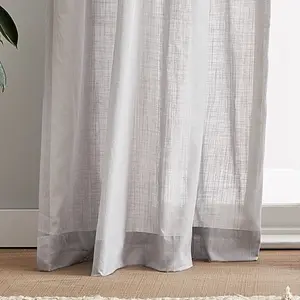 PERI HOME Cotton Sheer 108 X 50 Tie Tab Window Panel, Pair