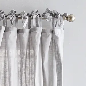 PERI HOME Cotton Sheer 108 X 50 Tie Tab Window Panel, Pair