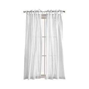 PERI HOME Cotton Sheer 95 X 50 Tie Tab Window Panel, Pair - White