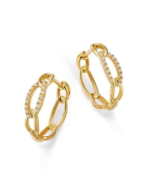 Bloomingdale'S Diamond Chain Link Hoop Earrings - Gold