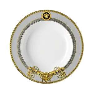 Versace Rosenthal Meets Prestige Gala Rimmed Soup Bowl - Black/gold