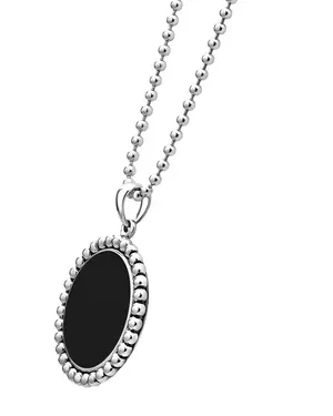 Lagos Sterling Silver Maya Black Onyx Circle Pendant Necklace