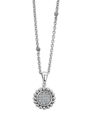 Lagos Sterling Silver Caviar Spark Diamond Pendant Necklace - White/silver
