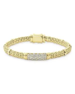 Lagos 18k Yellow Caviar Bracelet With Diamonds