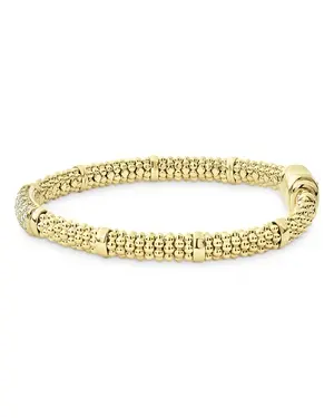 Lagos 18k Yellow Caviar Bracelet With Diamonds