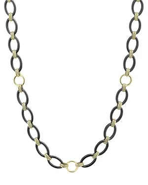 Lagos Meridian Long Station Necklace - Black/gold