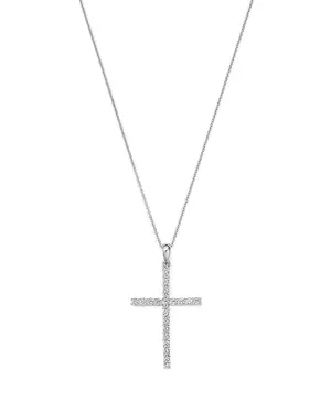 Bloomingdale'S Diamond Micro-pave Cross Pendant Necklace 0.50 Tcw - White Gold