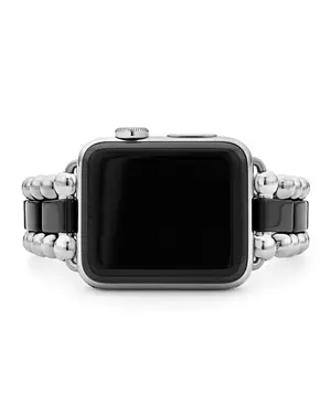 Lagos Smart Caviar Black Ceramic Apple Watch Bracelet - Black/silver