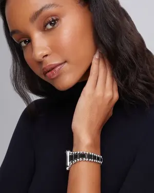 Lagos Smart Caviar Black Ceramic Apple Watch Bracelet - Black/silver