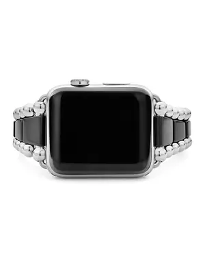 Lagos Smart Caviar Black Ceramic Apple Watch Bracelet - Black/silver