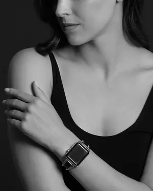 Lagos Smart Caviar Black Ceramic Apple Watch Bracelet - Black/silver