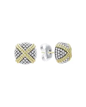 Lagos Signature Caviar Square Earrings - Gold/silver