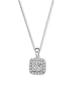 Bloomingdale'S Diamond Cluster Pendant Necklace - White